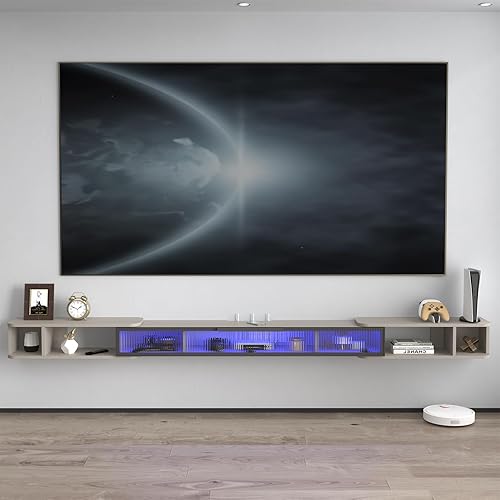 Pmnianhua Retractable Length Floating TV Stand with LED Lights ...