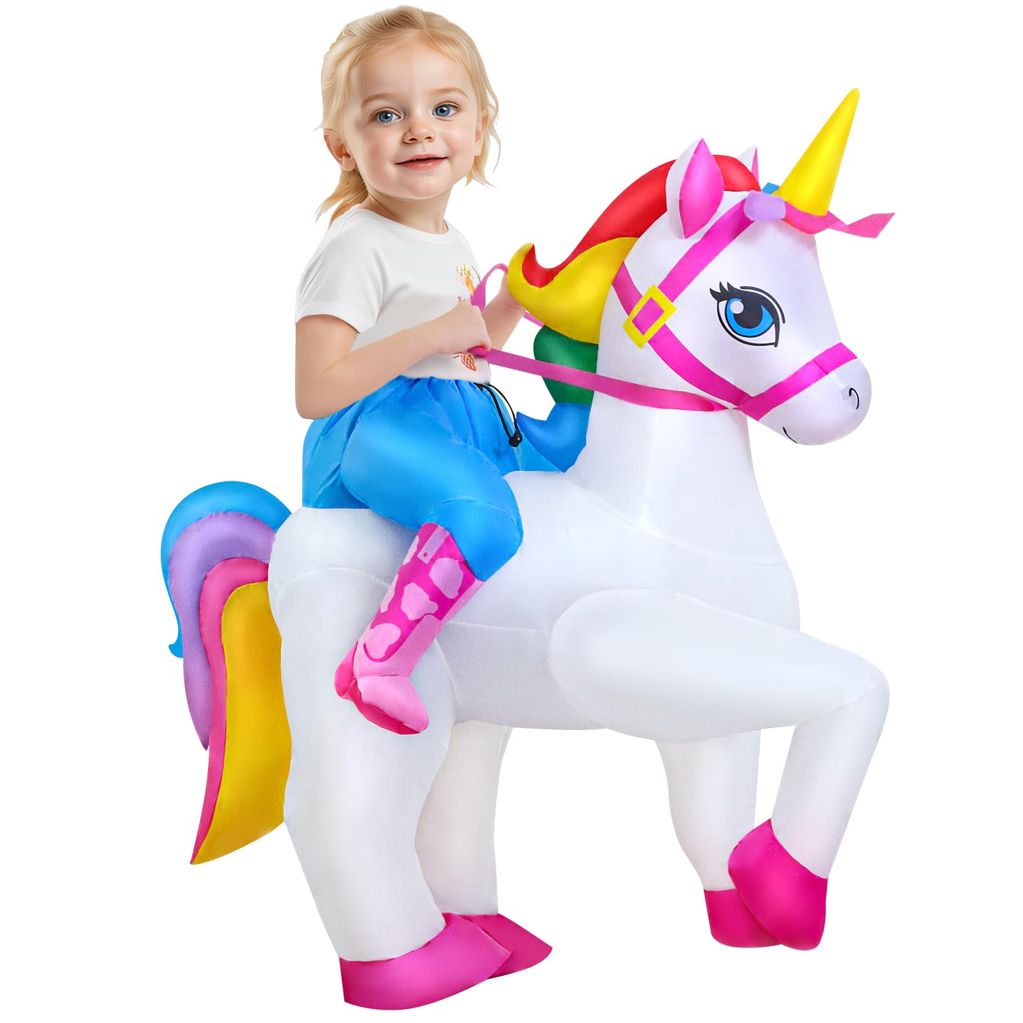 KOOY Inflatable Unicorn Costume Kid Blow up Unicorn Costume Kids ...