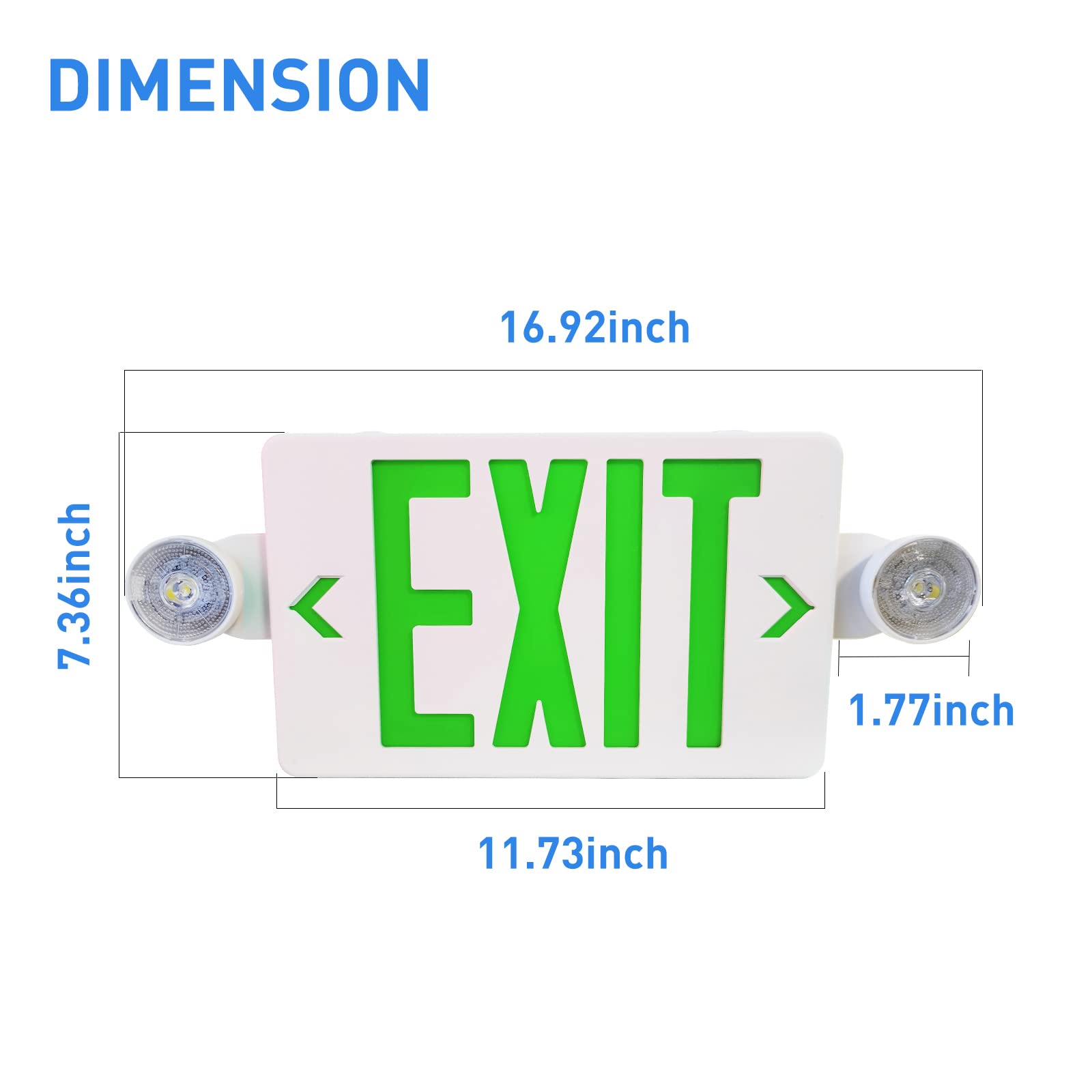OSTEK Green LED Exit Sign With Battery Backup, Dual Adjustable ...