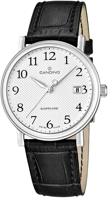 Candino Men's Quartz Watch with Silver Dial Analogue Display and Black ...