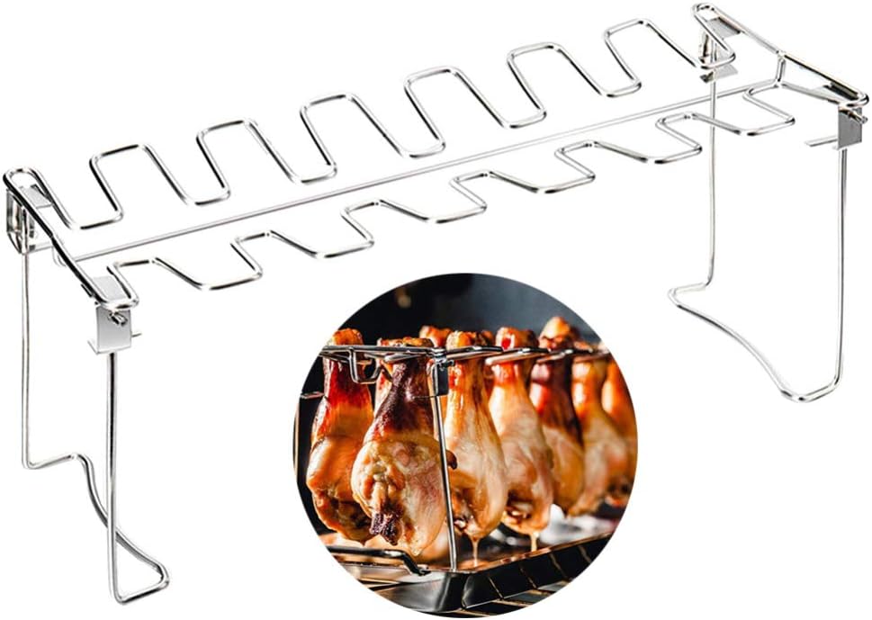 TOPBATHY 12 Slot Chicken Leg Grill Rack Chicken Leg Wing Rack Stainless ...