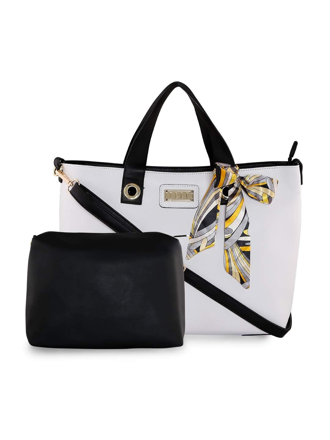 Buy Elle Women's Satchel Bag (White/Black) at Amazon.in