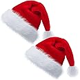 Amazon.com: REIWIDE 2 Pack Christmas Hat, Santa Hat Xmas Holiday Hat for Adults, Unisex Velvet ...
