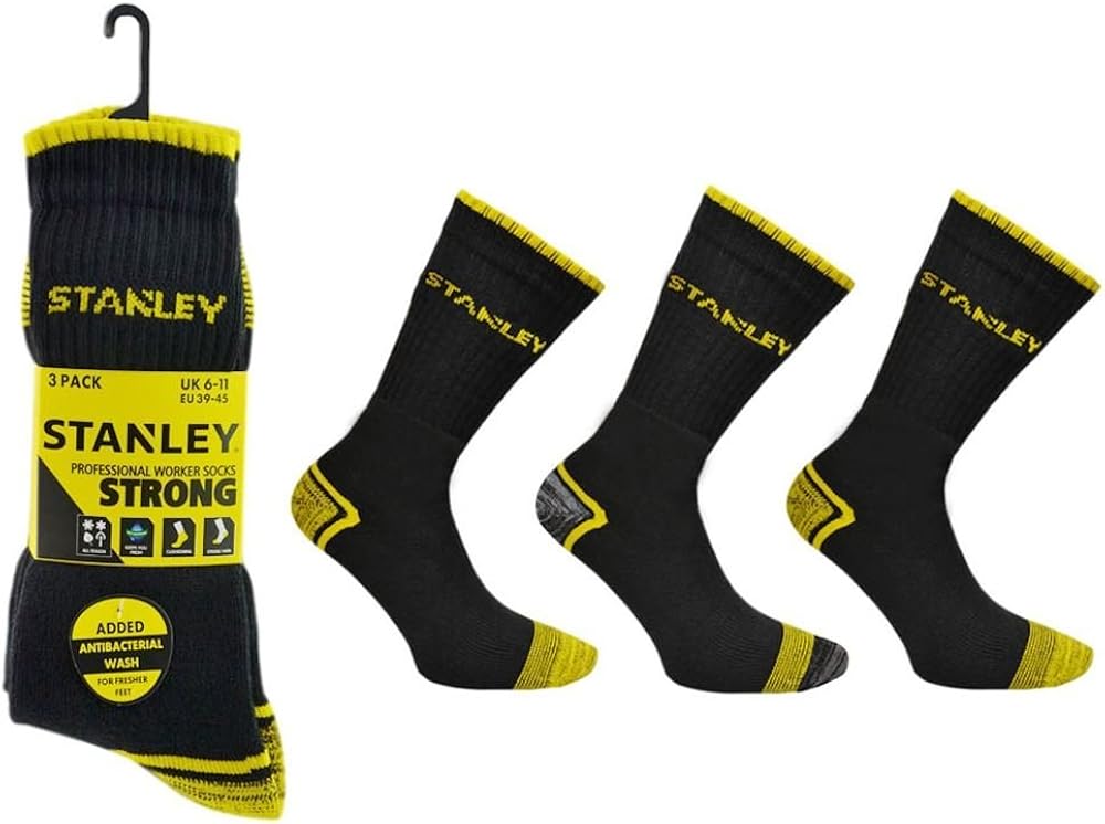 Stanley Professional Worker Socks Strong 6-11 Black 6 Pairs: Amazon.de ...