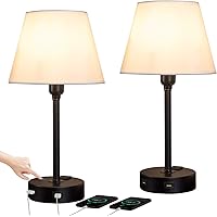 Amazon.com: ZEEFO Touch Control Table Lamp Built in Dual USB Ports & AC ...