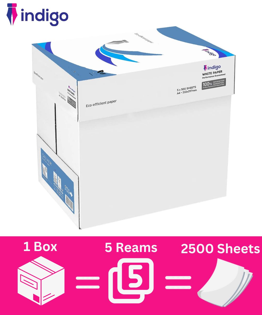Mua indigo® Premium 75/80 gsm A4 White Printer Copier Paper 5 Reams of ...