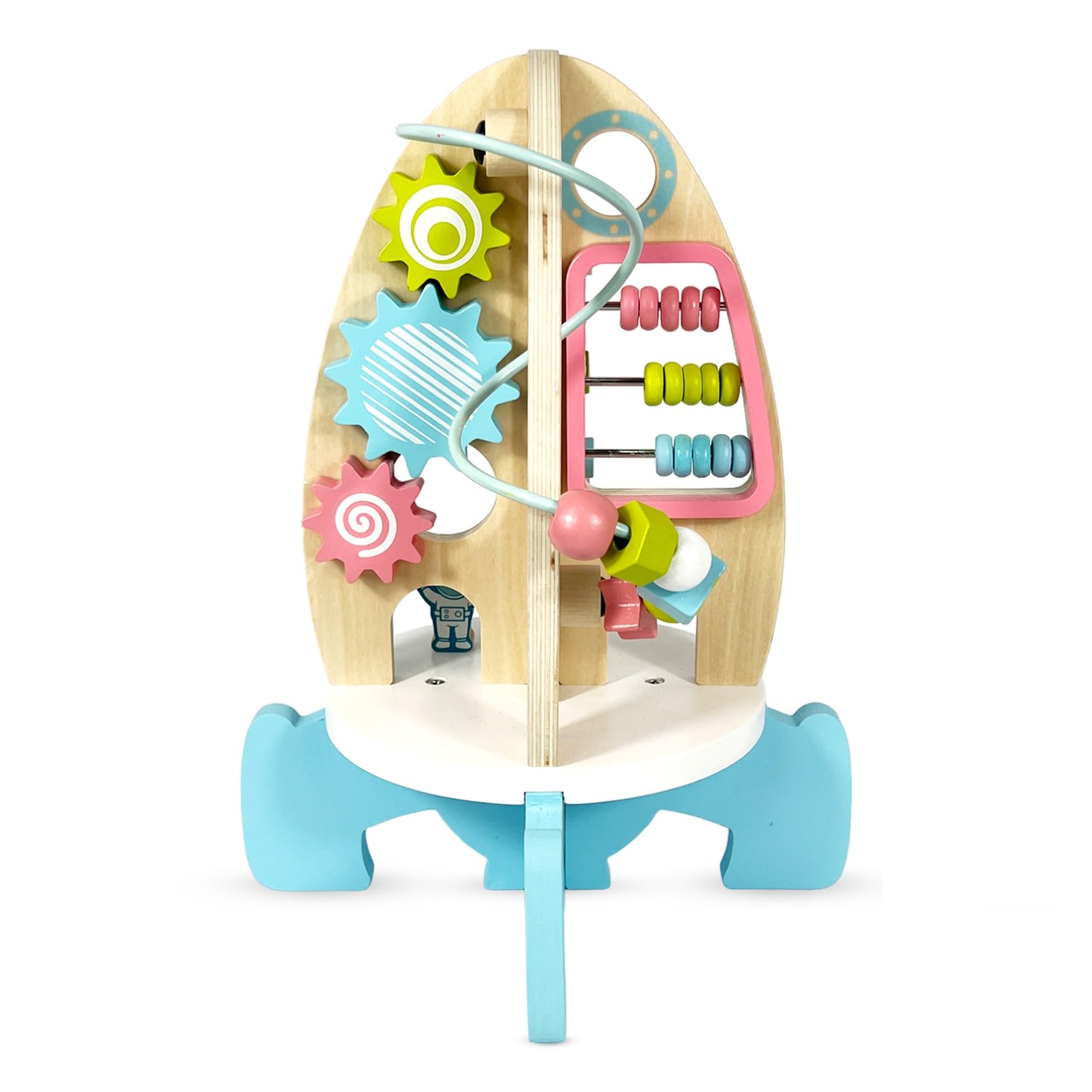 Space Rocket Wooden Activity Cube for Toddlers 1-3 - Includes Colorful ...