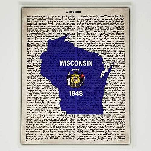 Amazon.com: Wisconsin Flag Canvas Wall Decor - 8x10 Decorative WI State ...