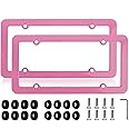 Amazon.com: Fashion 4 Holes Matte Pink License Plate Frames,Stainless ...