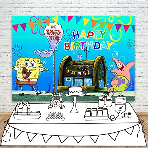 Buy Spongebob Backdrop 5x3 Happy Birthday Spongebob Background Under ...