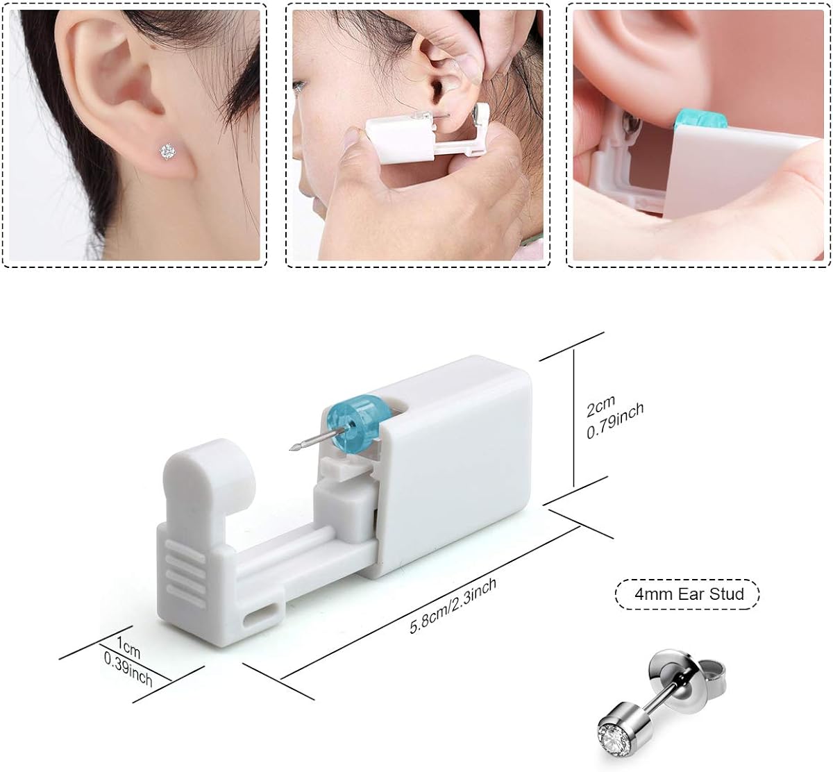 Vockvic 4 Pack Disposable Ear Piercing Gun, Portable Safety Self ...
