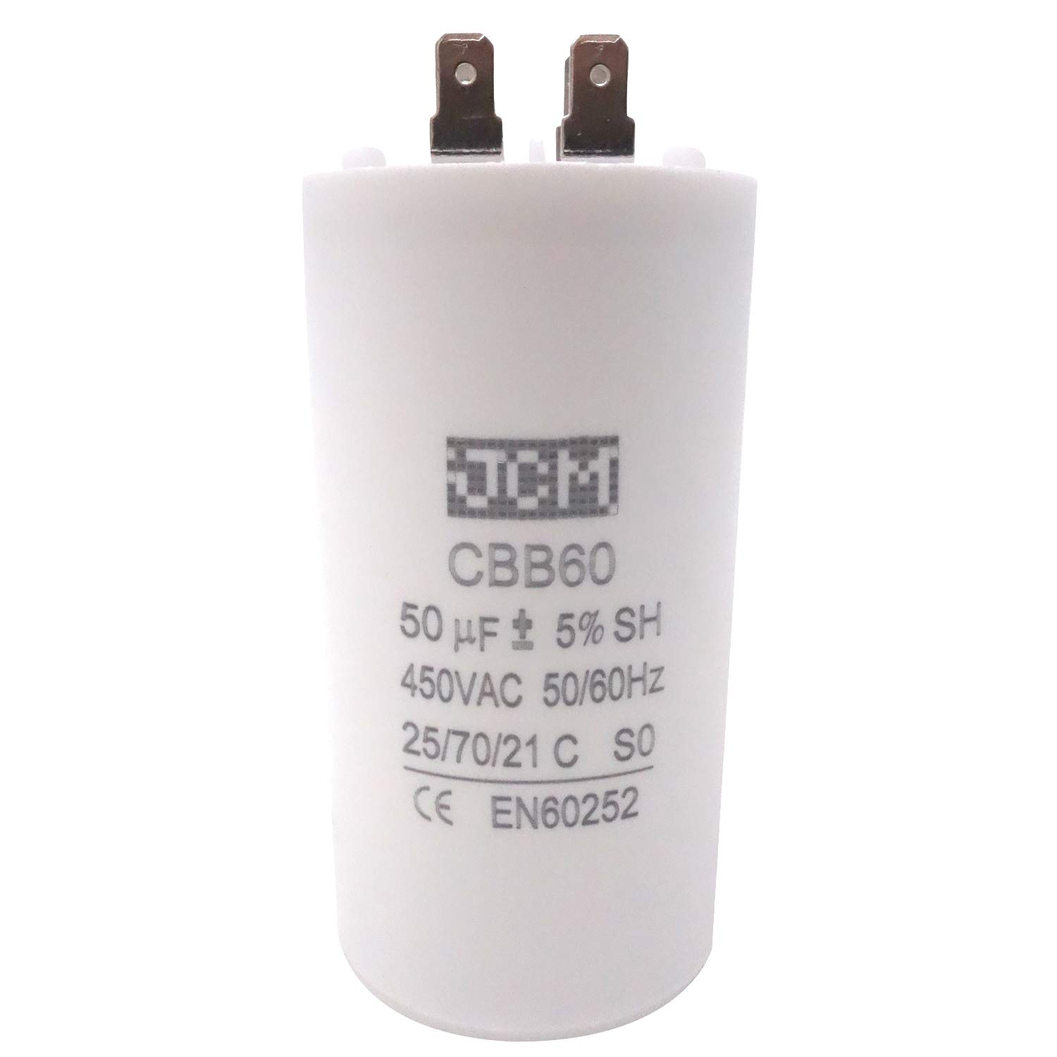JCM Motor Run Capacitor 50uf MFD 250V/450V AC Volts Round Cylinder 4 ...