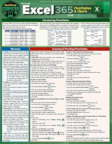 Excel 365 - Pivot Tables & Charts: A Quickstudy Laminated Reference ...