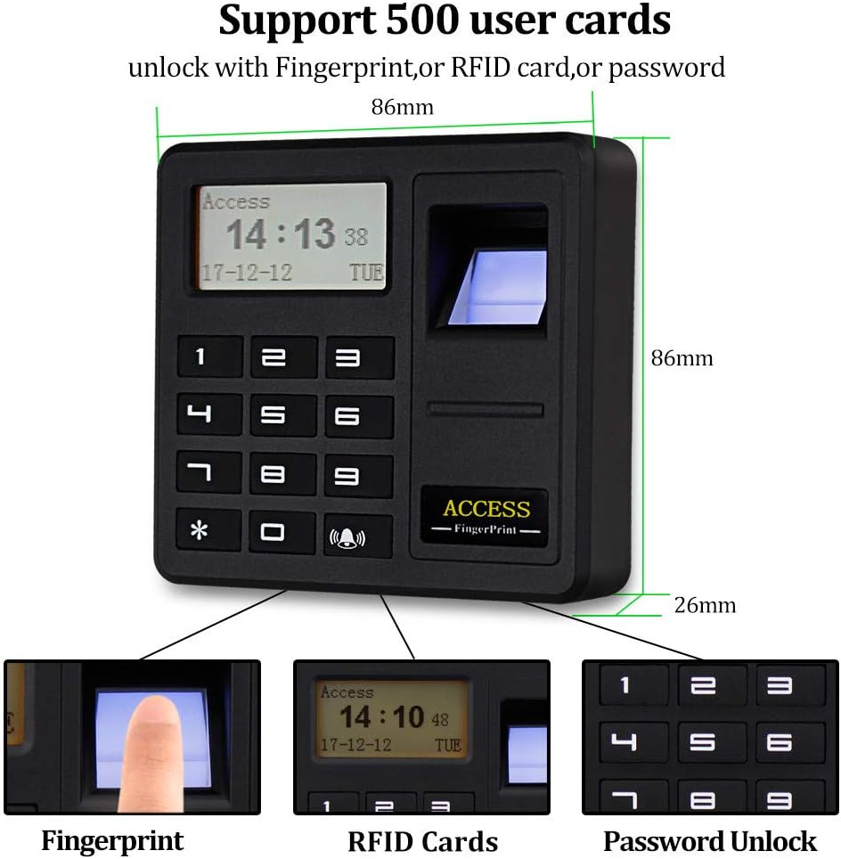FST Fingerprint Door Access Control System Biometric RFID Keypad + 12V ...