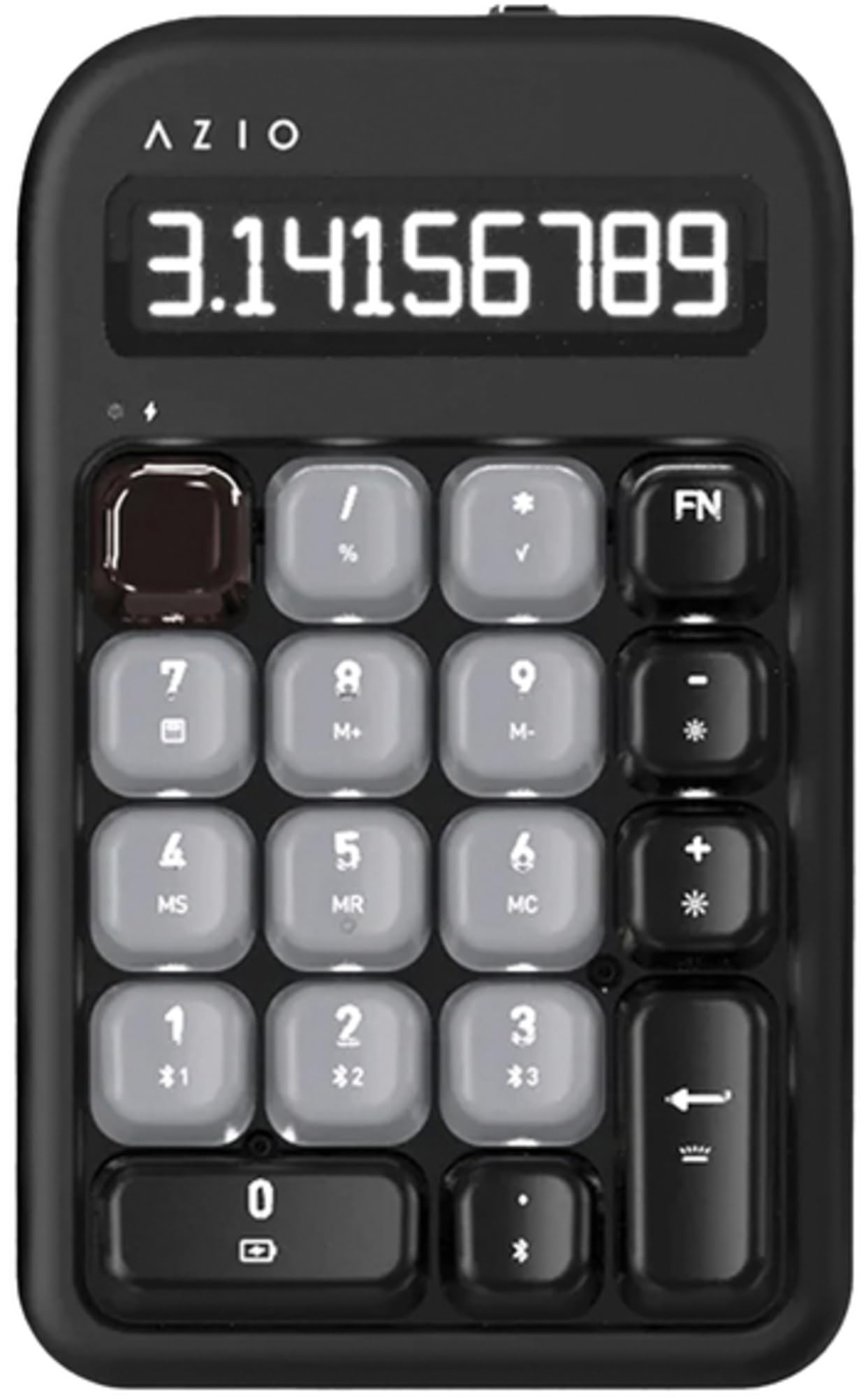 AZIO IZO Wireless Mechanical Calculator & Number Pad (Black/Dark Bronze) - Bluetooth 5.0 & USB ...