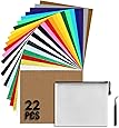 Amazon.com: Iron on Vinyl Heat Transfer Vinyl 22pcs Includes 16pcs ...
