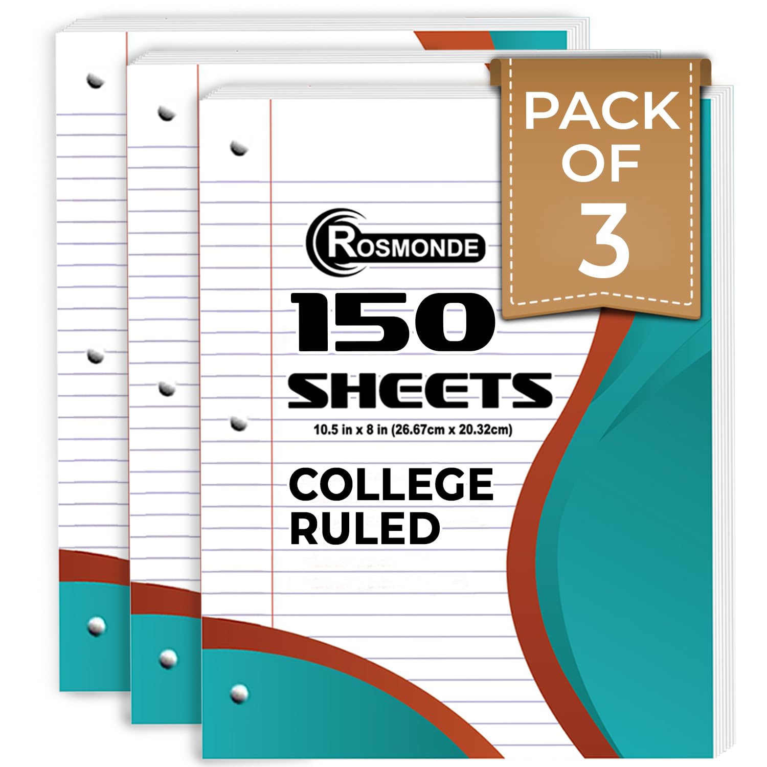 Mua Loose Leaf Paper, 450 Sheets, 3 Pack, College Ruled Paper, 8" x 10. ...