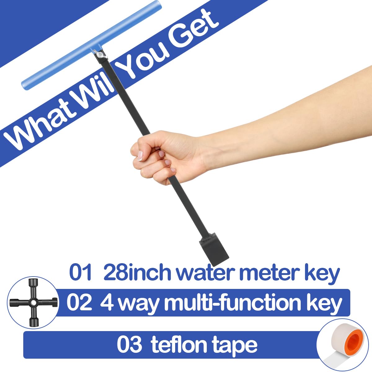 Mua 28 In Water Meter Key, Water Shut off Tool with 4-Way Multi ...