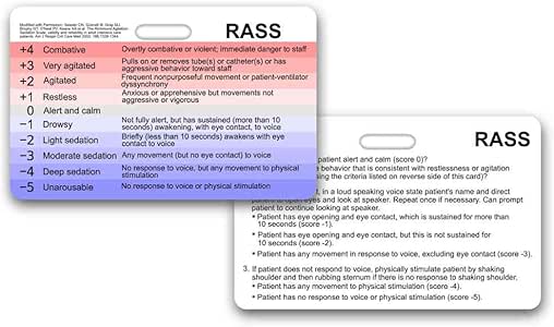 Amazon.com: RASS - Richmond Agitation Sedation Scale - Horizontal Badge ...