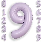 Amazon.com: Dusty Pastel Purple Number 9 Balloons, 40 Inch Large Light ...