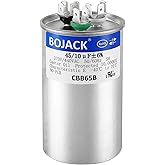 BOJACK 40+3 uF ±6% 40/3 MFD 370/440 VAC CBB65B Dual Run Start Round Capacitor for Condenser ...