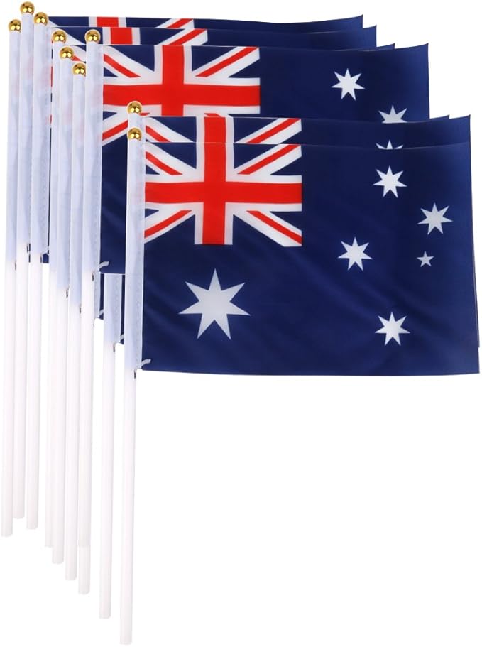 Hand Waving Australia Australian National Flags Plastic Poles 21 x 14cm ...