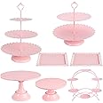 Amazon.com | 7Pc Cake Stand Pink Dessert Table Display Set Metal Round ...