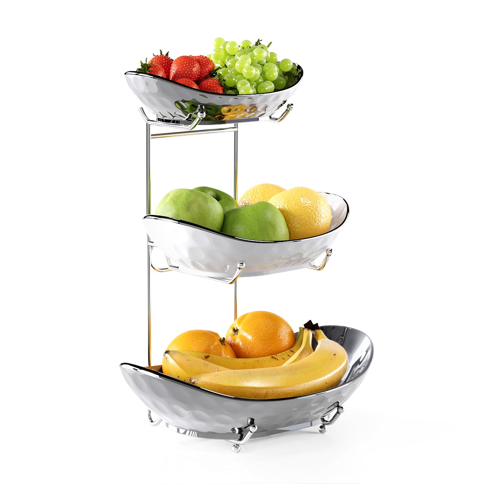 Acliys Fruit Bowl, 3 Tier Ceramic Fruit Basket, Serving Stand Serving ...