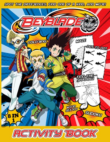 Beyblade Activity Book: Adults, Kids Word Search, Find Shadow, One Of A ...