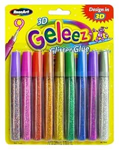 Amazon.com : RoseArt 3D Geleez Glitter Glue Pens, 9-Count, Assorted ...