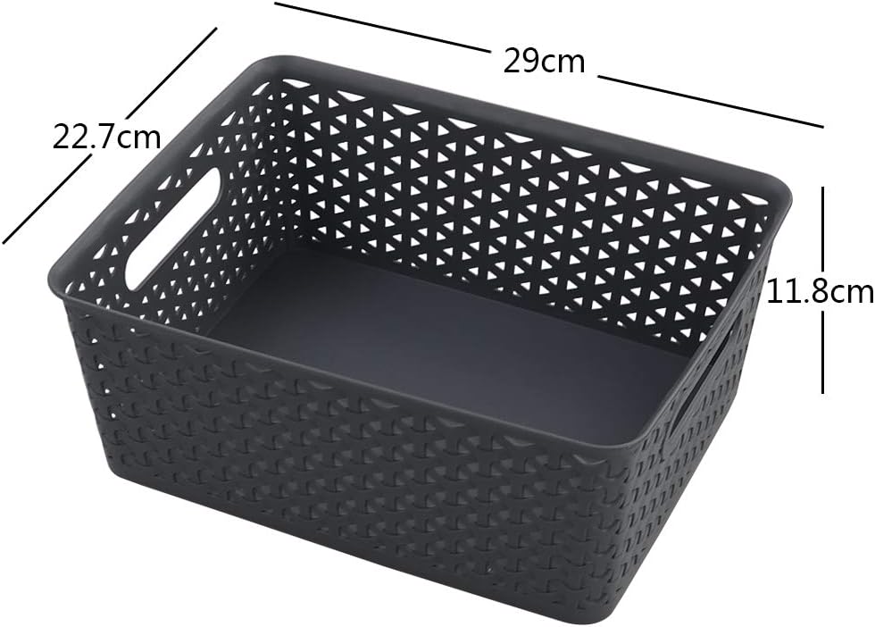 Readsky Desktop Cupboard Plastic Storage Basket, Deep Gray, 6 Packs ...