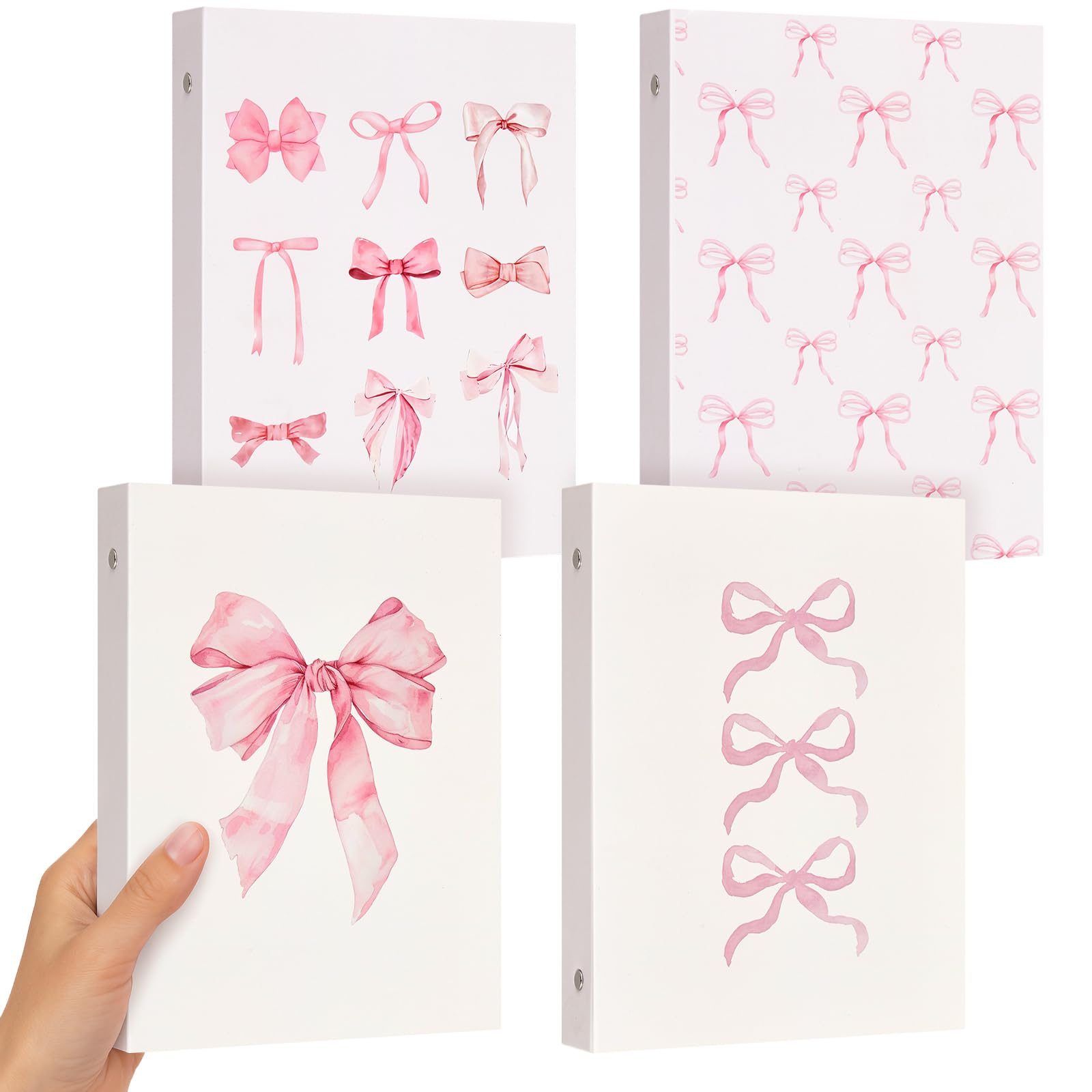 ReliThick 4 Pcs Mini Size Cute Bow 6 Ring Binder, 1 Inch Round Ring ...