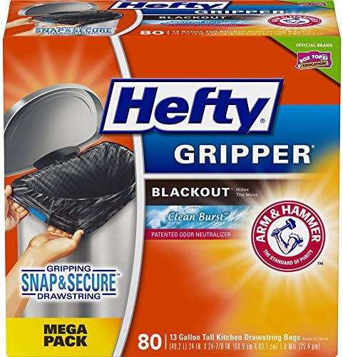 Hefty Gripper Blackout Trash/Garbage Bags (Clean Burst, Odor Control ...