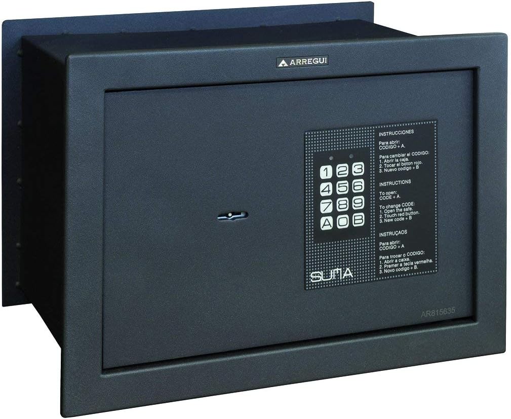 Arregui 30010 – Black recessed Electric Wall Safe with Key (380 x 280 x ...