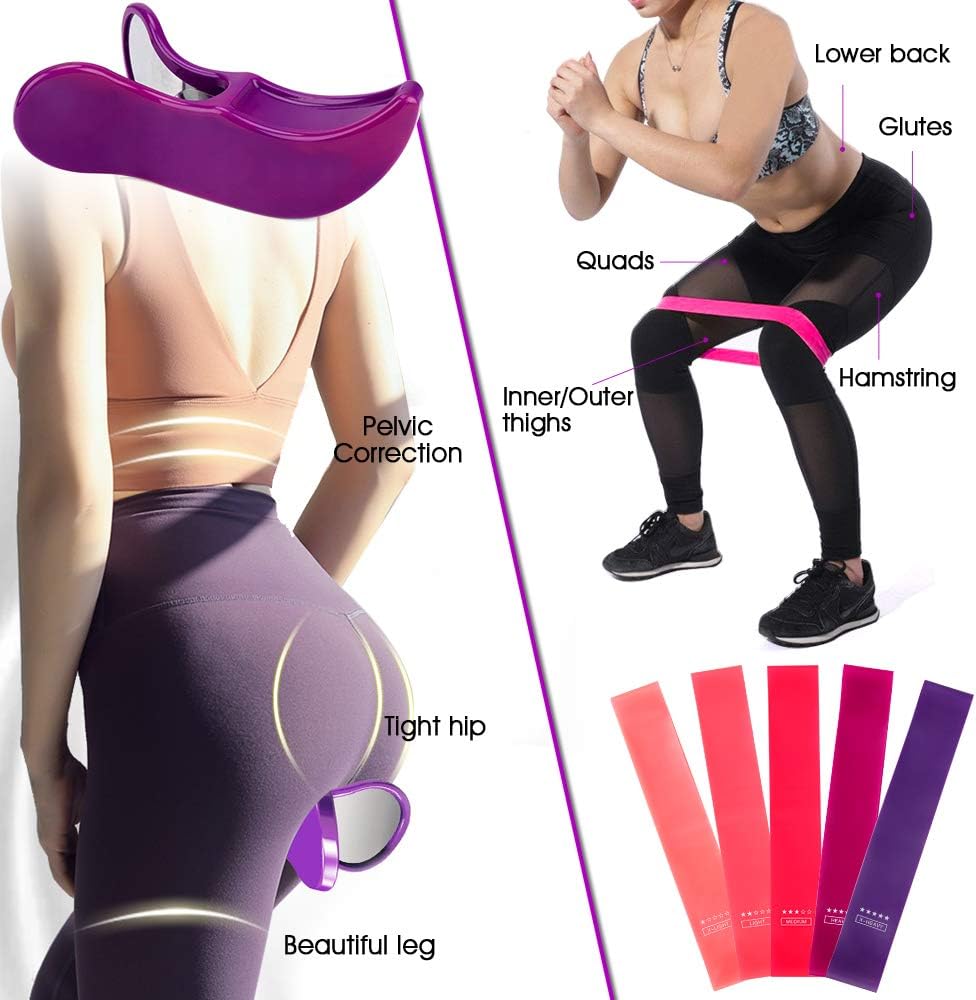Pelvic Buttocks Hip Trainer + 5 Level Resistance Bands for Legs and ...