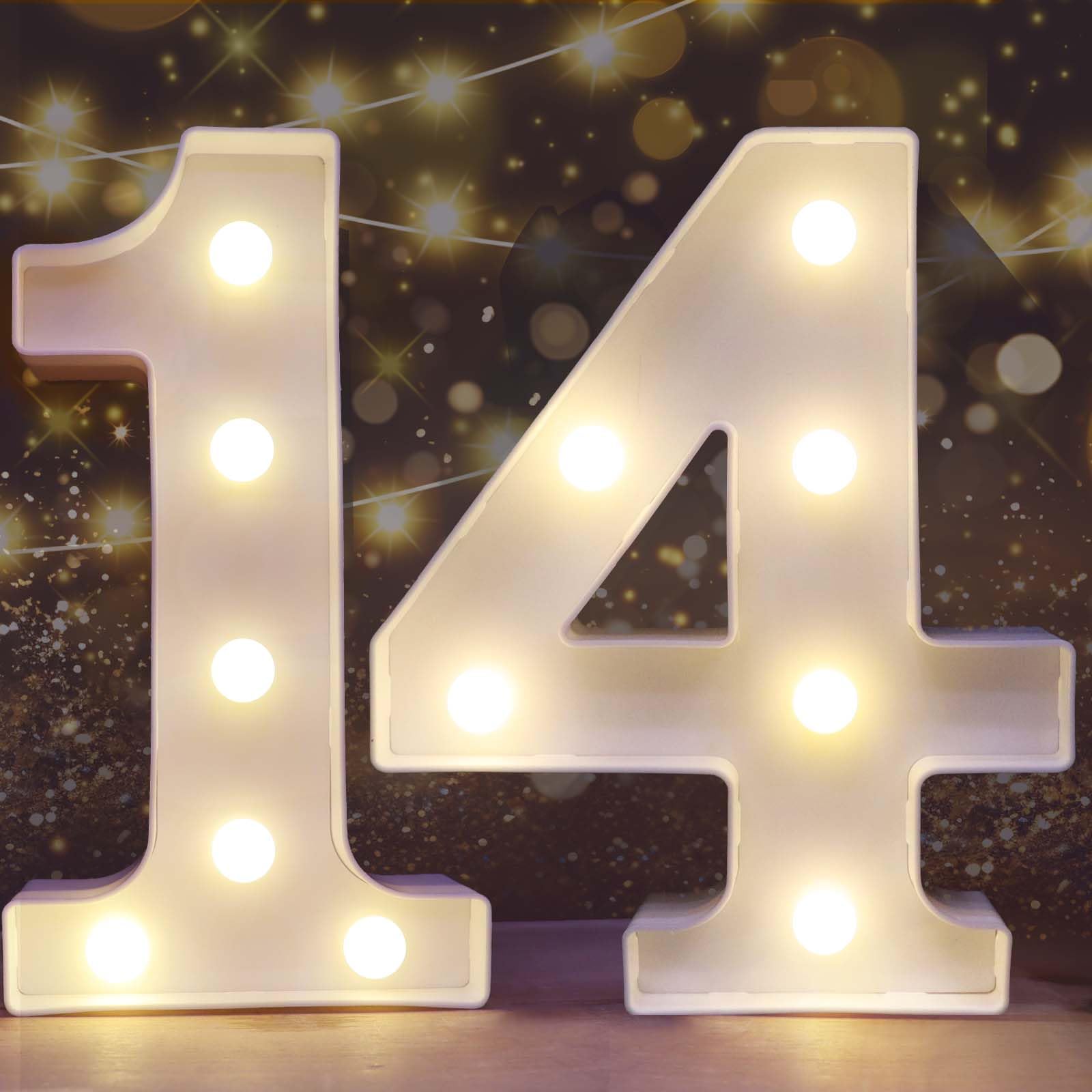 Pooqla Decorative Led Light Up Number Letters, White Plastic Marquee ...