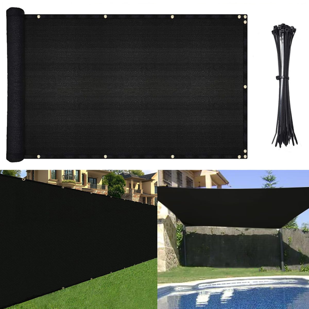 e.share 95% Black 6ft X 50ft Shade Cloth Heavy Duty 185GSM Shade Mesh ...
