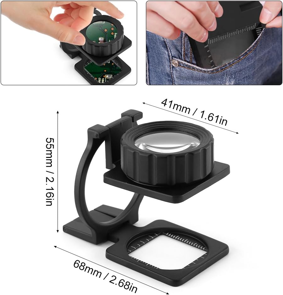 Yosoo 15X Portable Foldable Magnifier Stand Magnifying Glass Lens Loupe ...