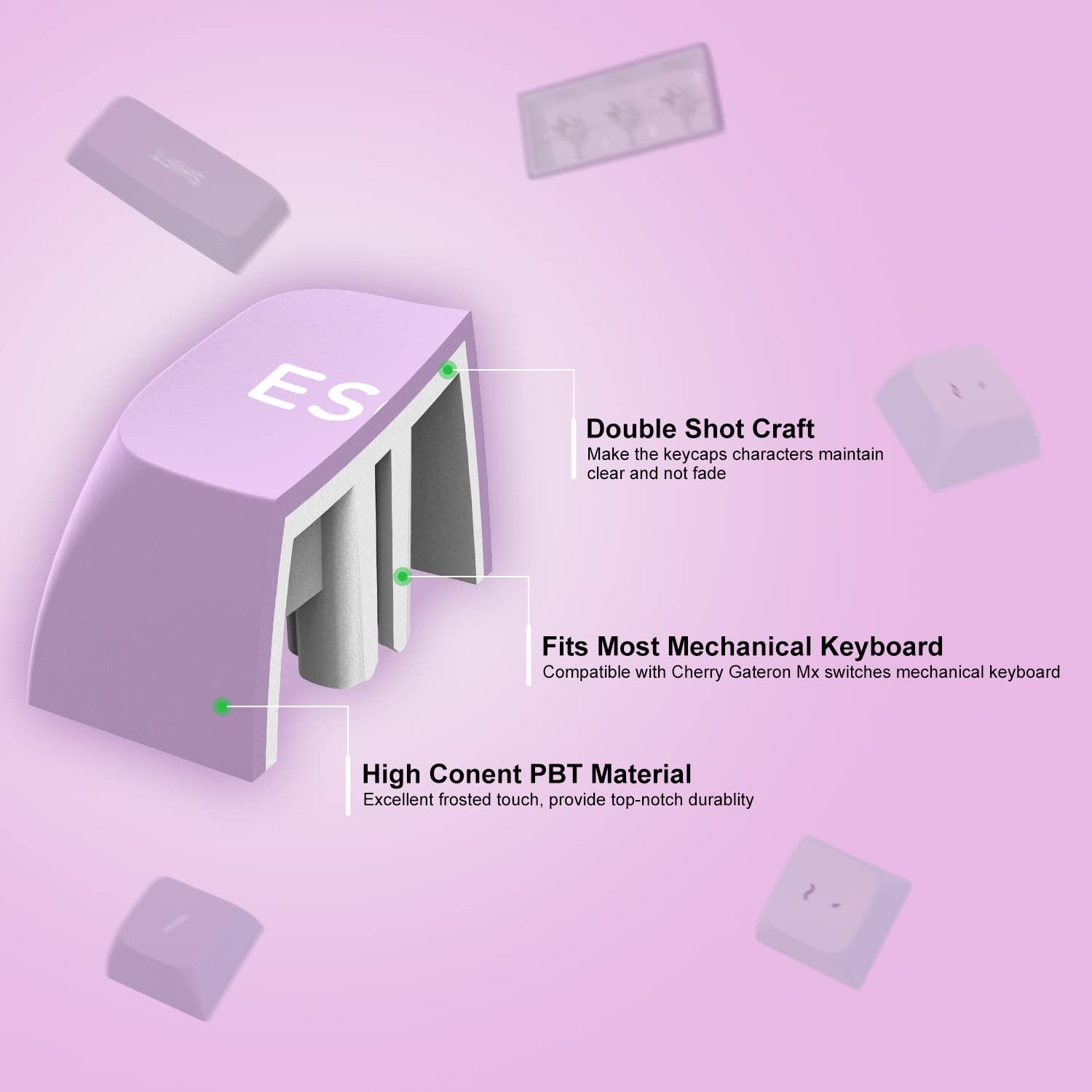 Mua Womier Double Shot PBT keycaps,Custom Keyboard keycaps,White/Purple ...