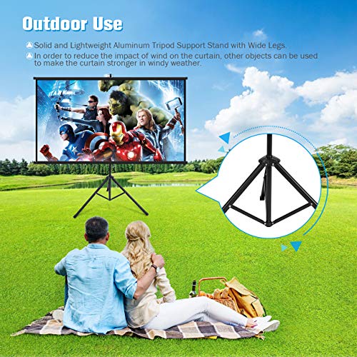 Powerextra 80 inch Projector Screen with Stand, 16:9 HD 4K Indoor ...