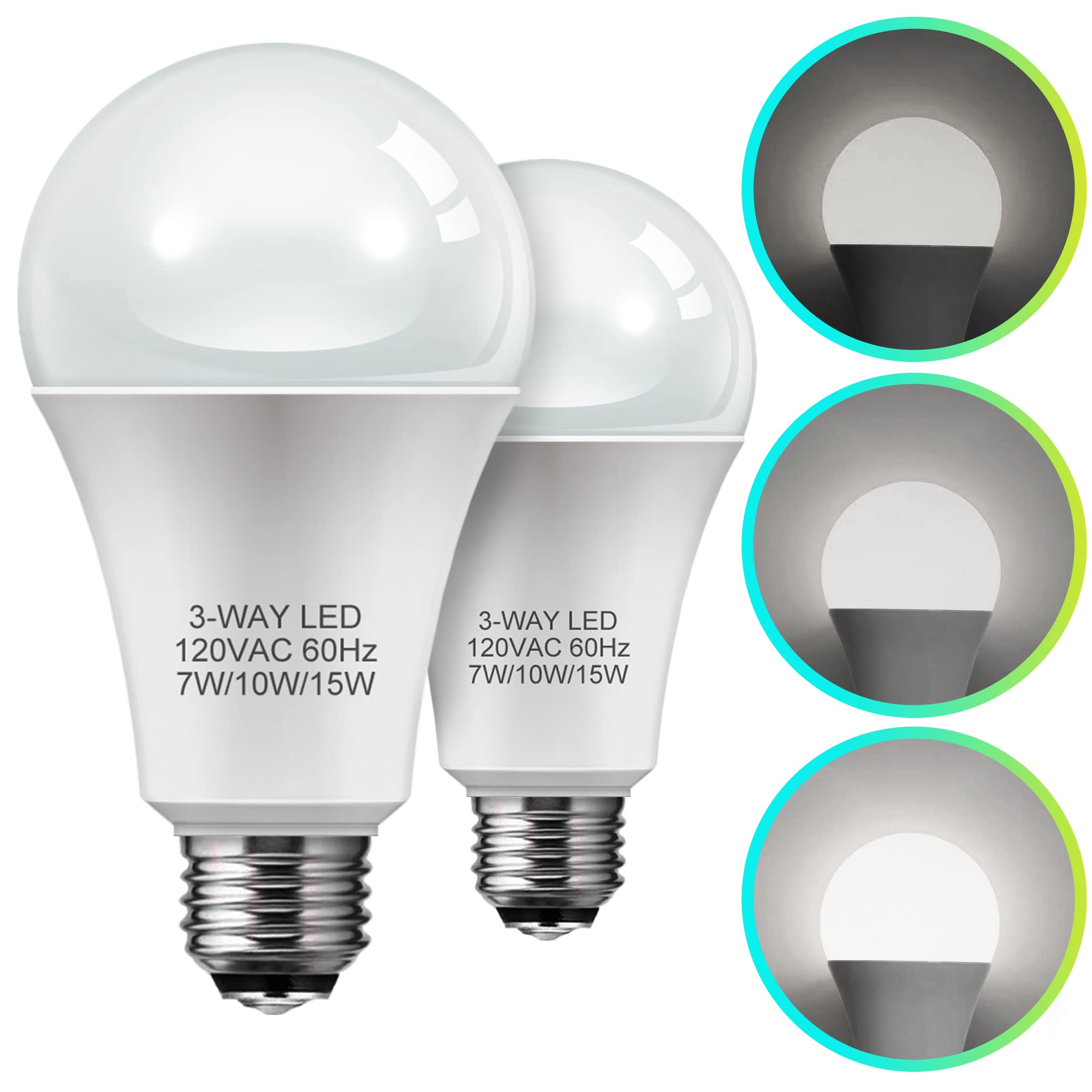 L LOHAS LED 3 Way LED Light Bulbs 50/100/150W Equivalent, 3-Way LED ...