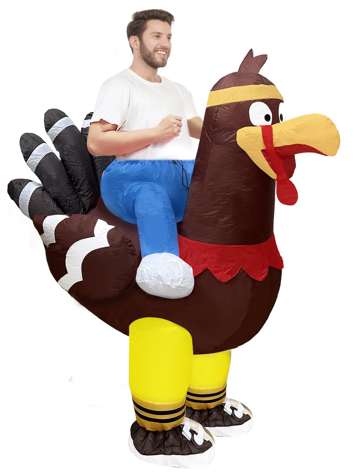Camlinbo Thanksgiving Inflatable Riding a Turkey Costume for Adult ...