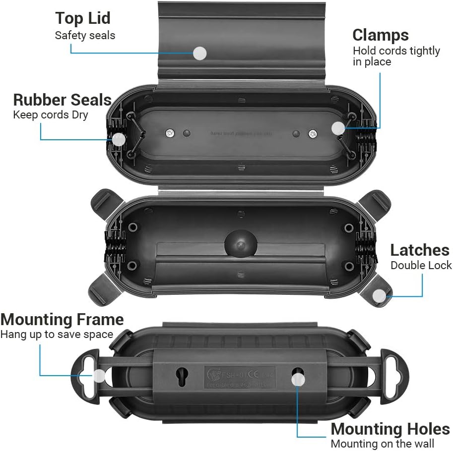 DEWENWILS Waterproof Extension Cord box, IP44 Water-Resistant Seal ...