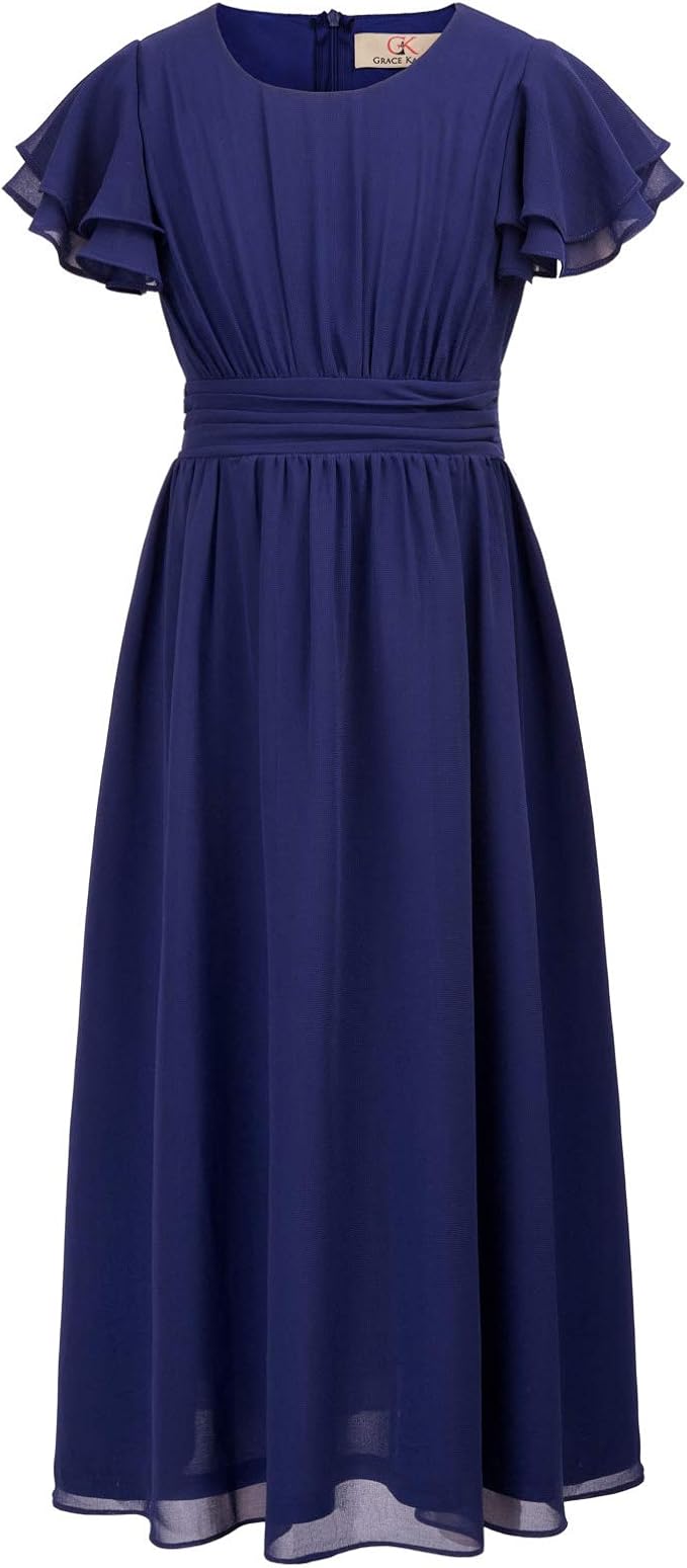 Vintage Plain Dresses for Girls with Belt 10yrs CL703-3: Amazon.co.uk ...