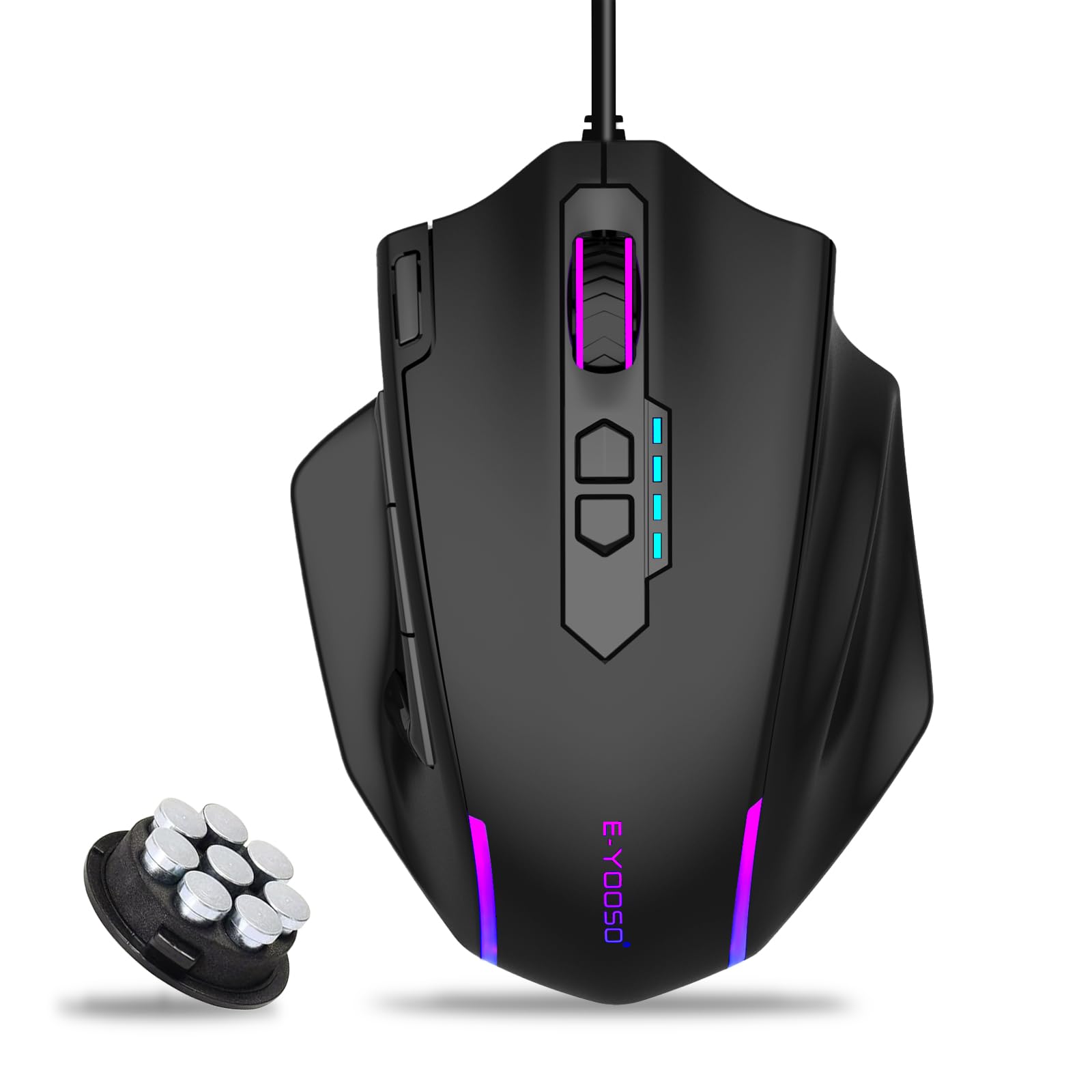E-YOOSO Wired Large Gaming Mouse, RGB Backlit, 5 Macro Side Buttons ...