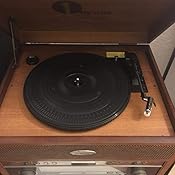 Amazon.com: 1byone Nostalgic Wooden Turntable Bluetooth Vinyl Record ...