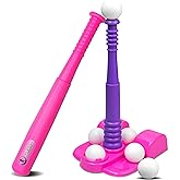 Amazon.com: T Ball Stand for Kids and Toddlers 3-5, 5-8. Baseball Set ...