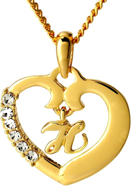 Amazon.com: Initial "H" Name Necklace 18K Gold Plated Personalized ...