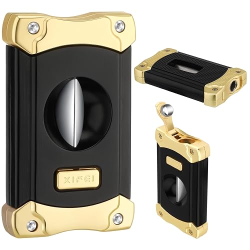 XIFEI Cigar Cutter, Stainless Steel V-Cut Cigar Cutter Built-in Cigar ...