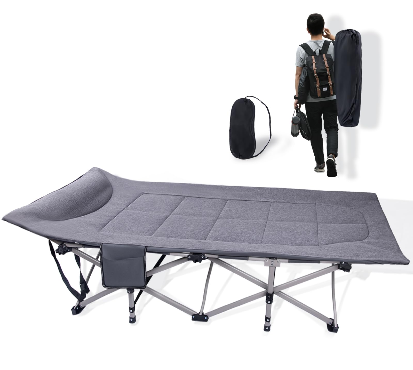 KAKO Folding Camping Cot, Heavy Duty 600 Lbs Portable Bed for Adults ...